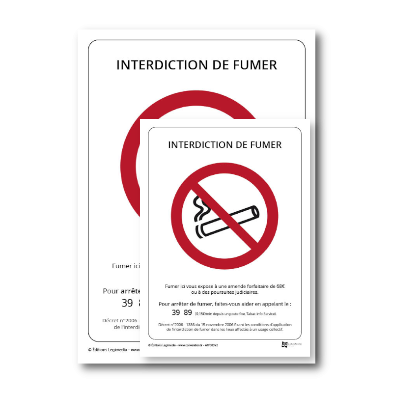 Affiche Interdiction de fumer pour entreprise (autocollante)